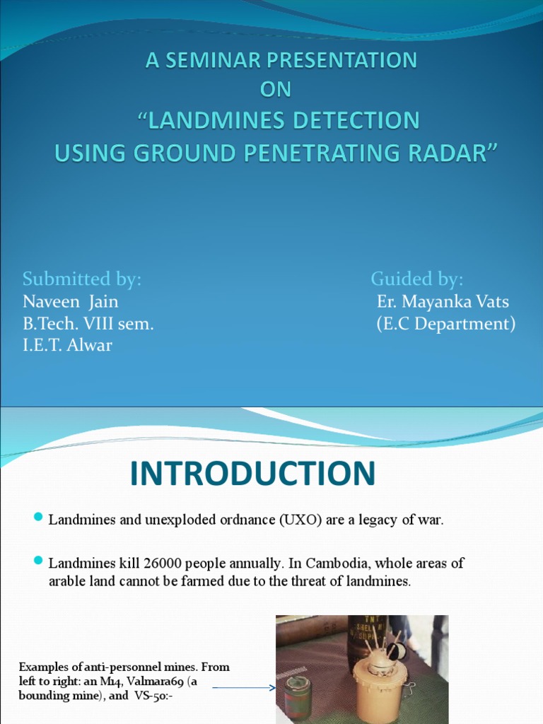 Landmines PPT 2003 | PDF | Ultra Wideband | Electromagnetism