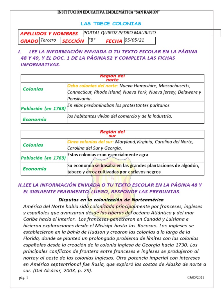 Semana 9 CC - SS | PDF | Trece colonias