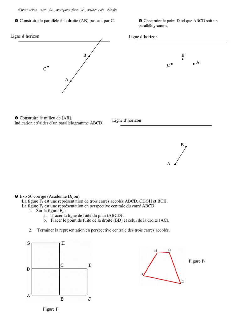 Exercices Sur La Perspective À Point de Fuite | PDF | Perspective ...