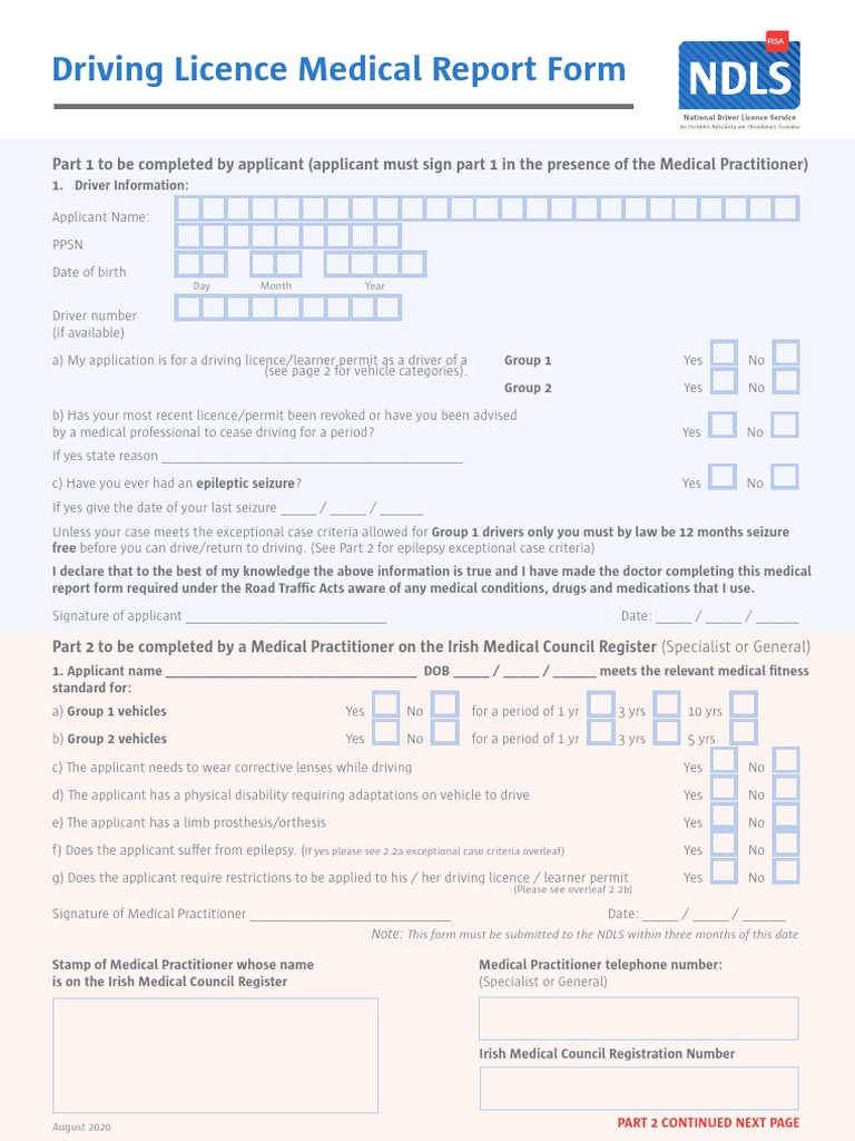 Driving Licence Medical Report Form | Download Free PDF | Driver's ...