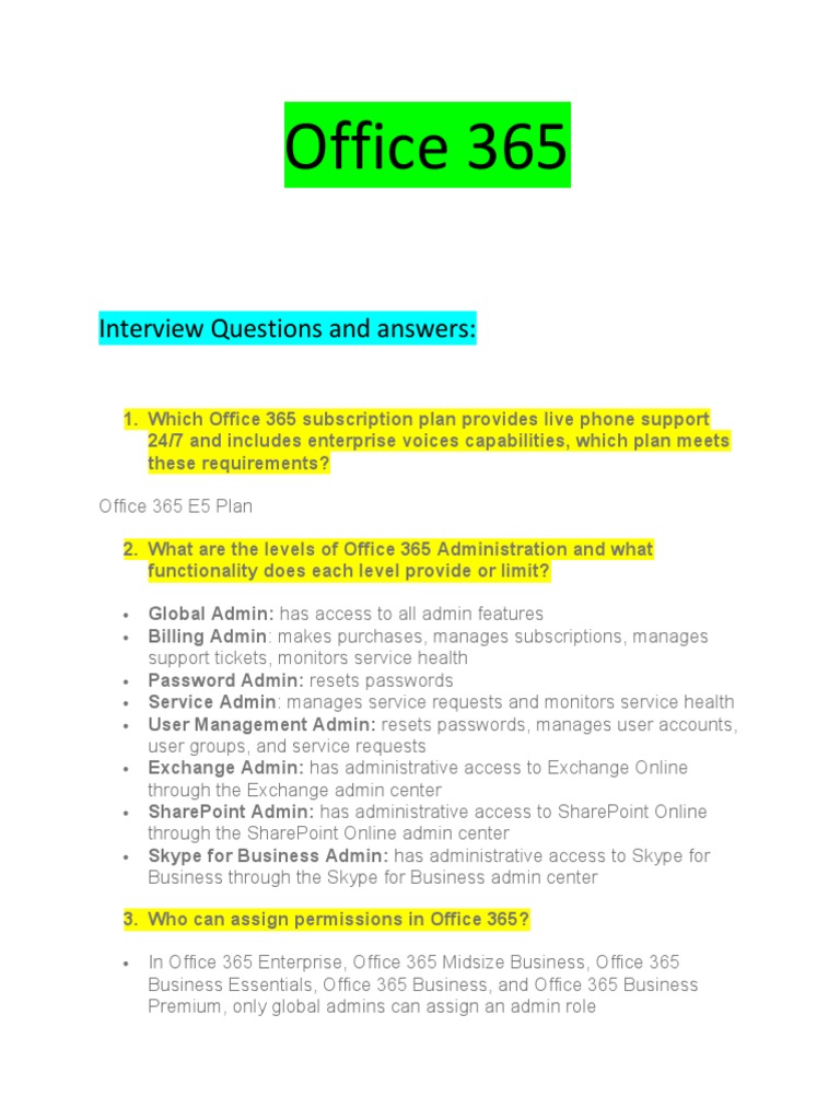 O365 Interview Questiones & Answers | PDF | Share Point | Office 365
