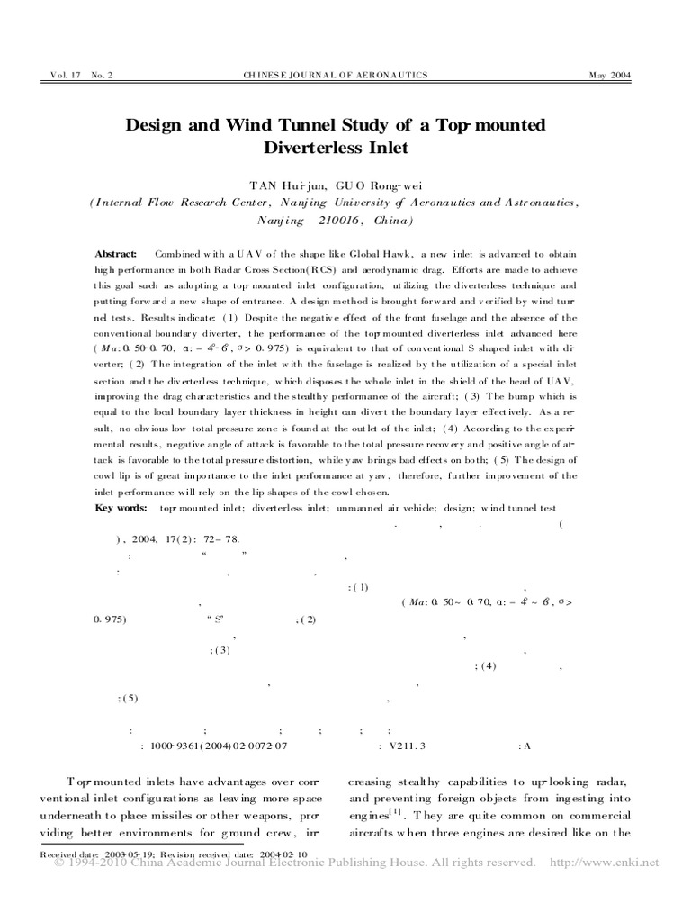 Top-Mounted Diverterless Inlet Design | PDF | Fluid Dynamics | Dynamics ...