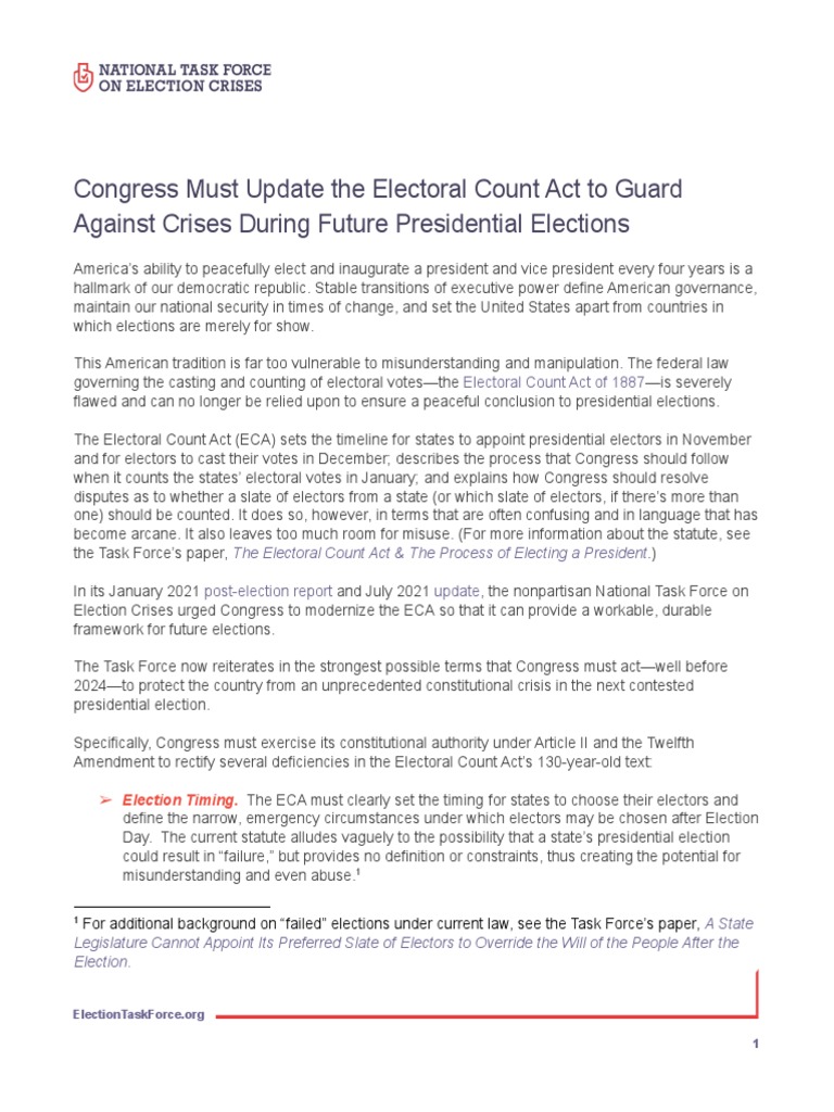 Congress Must Update The Electoral Count Act | PDF | Elections | United ...