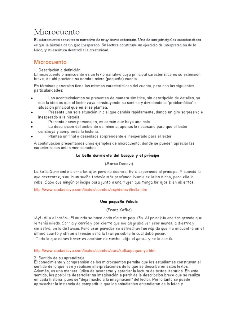 Definicion de Microcuento | PDF | Cuentos | Narración