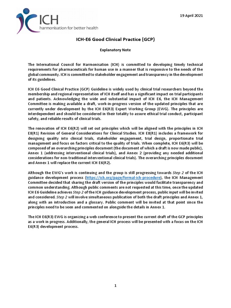 ICH E6-R3 GCP-Principles Draft 2021 0419 | PDF | Institutional Review ...