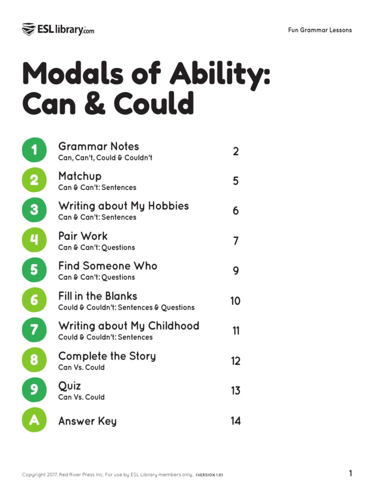 116 Modals of Ability Can | PDF | Verb | English As A Second Or Foreign ...