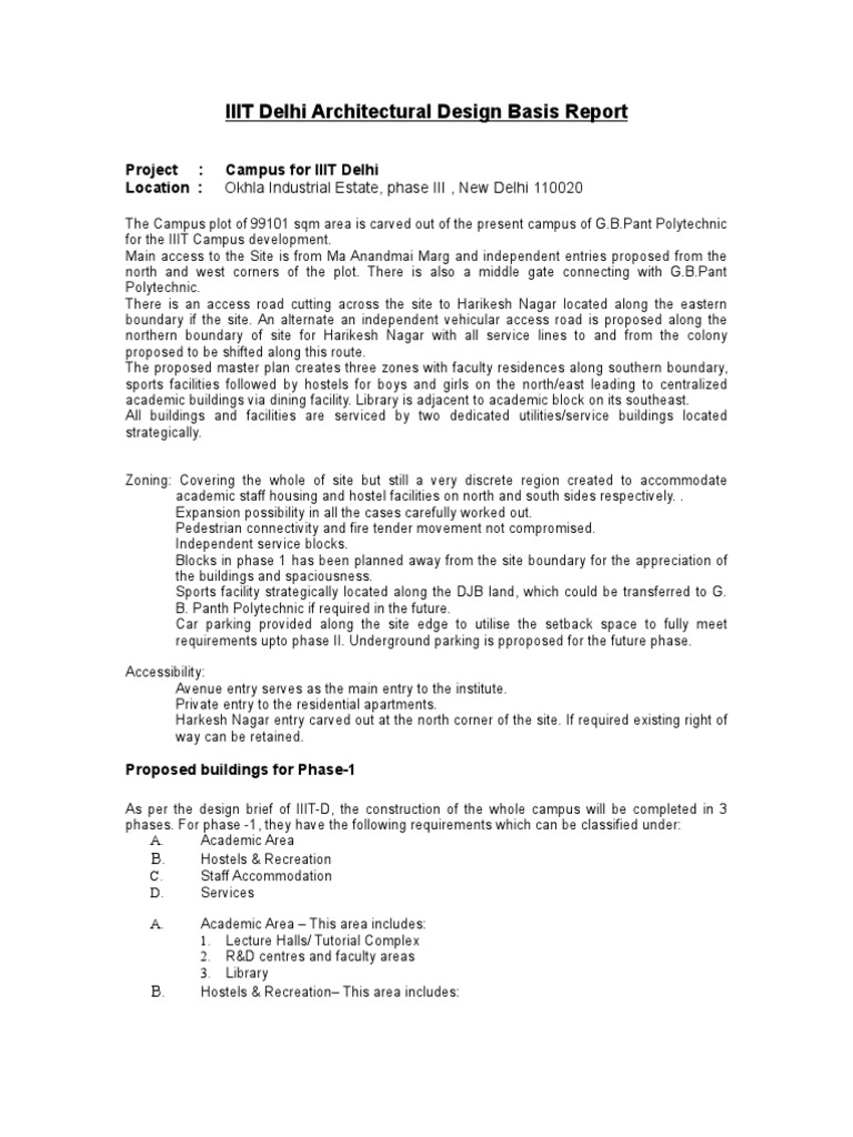 IIIT Delhi Architectural Design Basis Report | Buildings And Structures ...