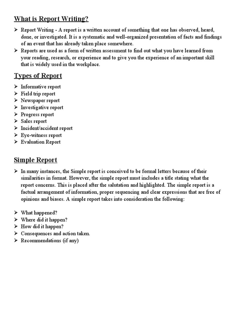 English A Report Writing Notes | PDF | Career & Growth