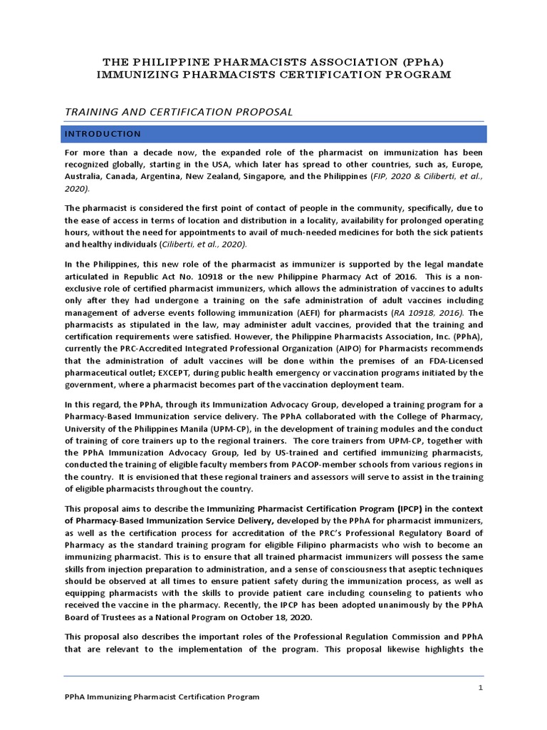 PPhA Immunizing Pharmacist Certification Program | PDF | Pharmacy ...