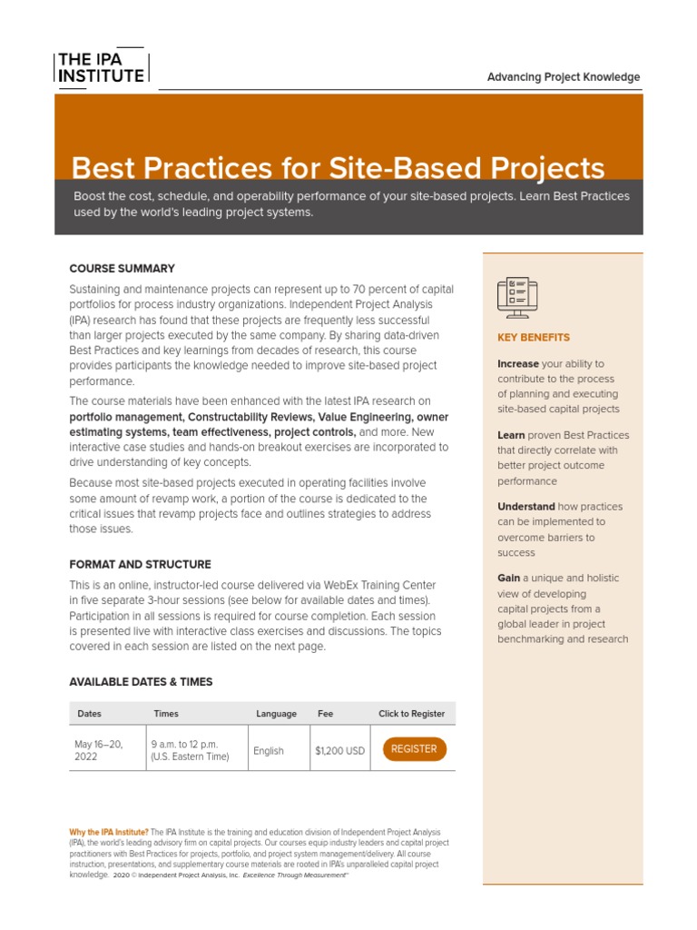 Best Practices For Site-Based Projects | PDF | Investment Management ...