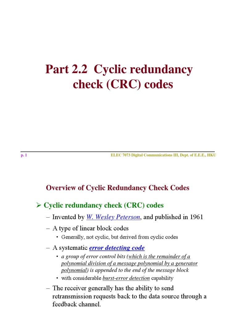 Cyclic Redundancy Check (CRC) | PDF | Error Detection And Correction ...
