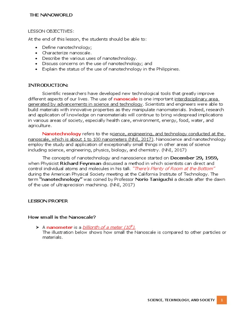 The Nanoworld: Nanoscale | PDF | Microscope | Nanotechnology
