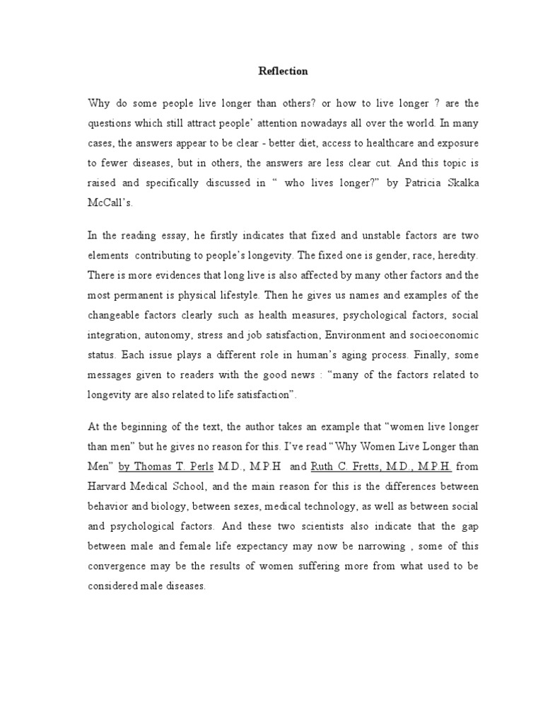 Reading Reflection 2 | Ageing | Life Expectancy | Free 30-day Trial ...