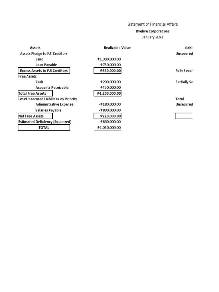 Financial Affairs Statement Summary | PDF | Finance & Money Management