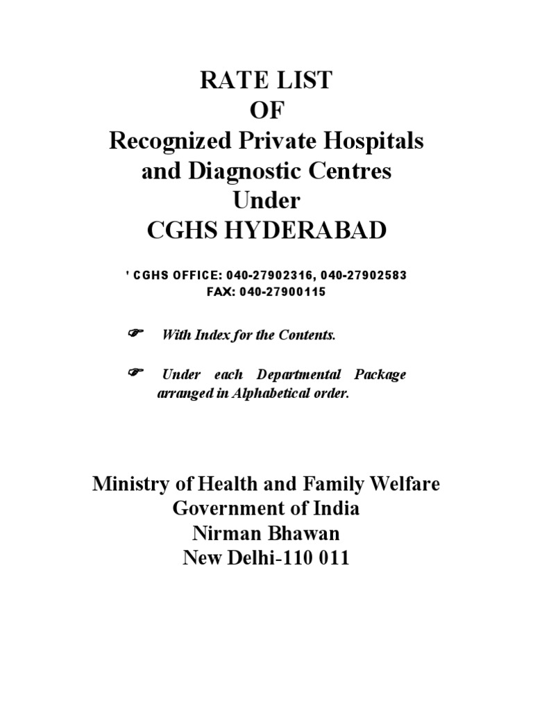 Cghs Rate List | PDF | Hospital | Surgery