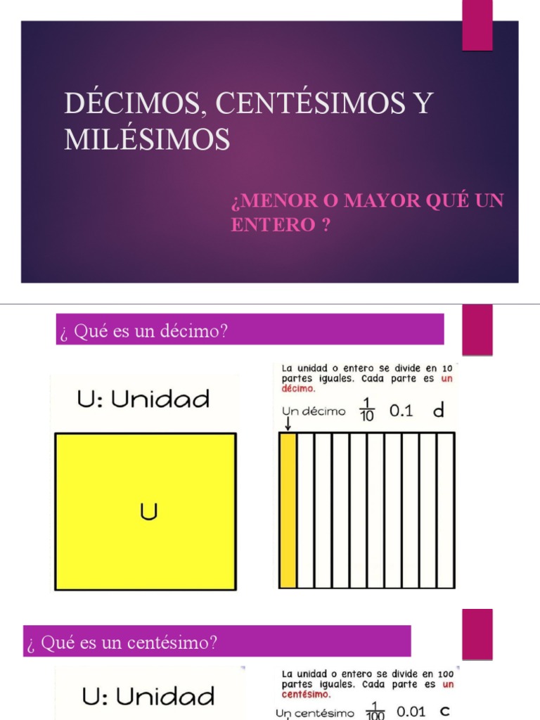 Décimos, Centésimos y Milésimos | PDF