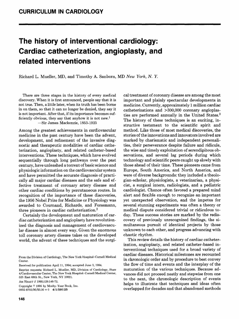 The History of Interventional Cardiology: Cardiac Catheterization ...