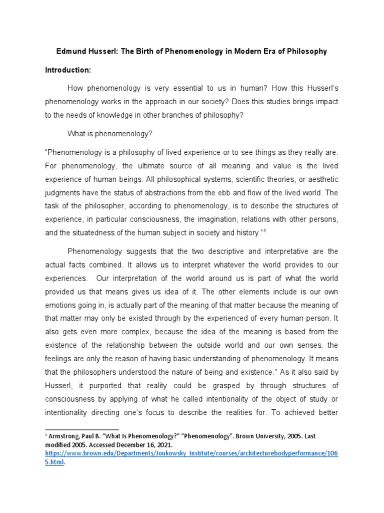Husserl's Phenomenology Explained | PDF | Phenomenology (Philosophy ...