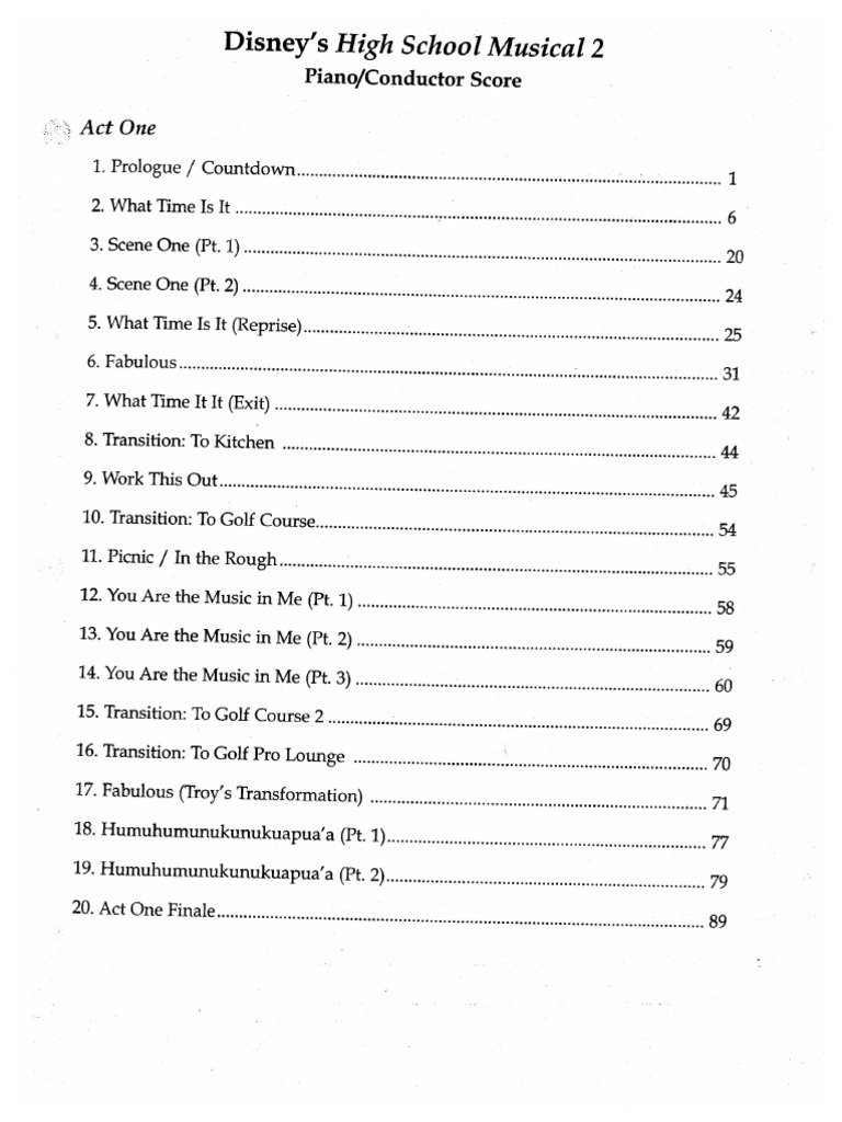 High School Musical 2 - Song List | PDF | Performing Arts