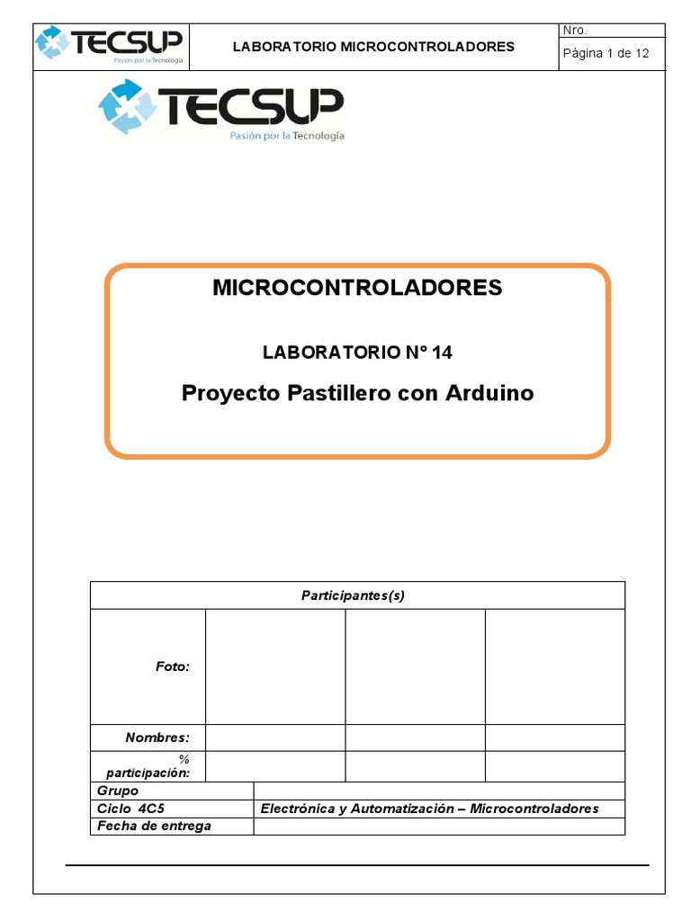 Lab 14 Proyecto Pastillero Con Arduino-1 | PDF | Laboratorios | Arduino