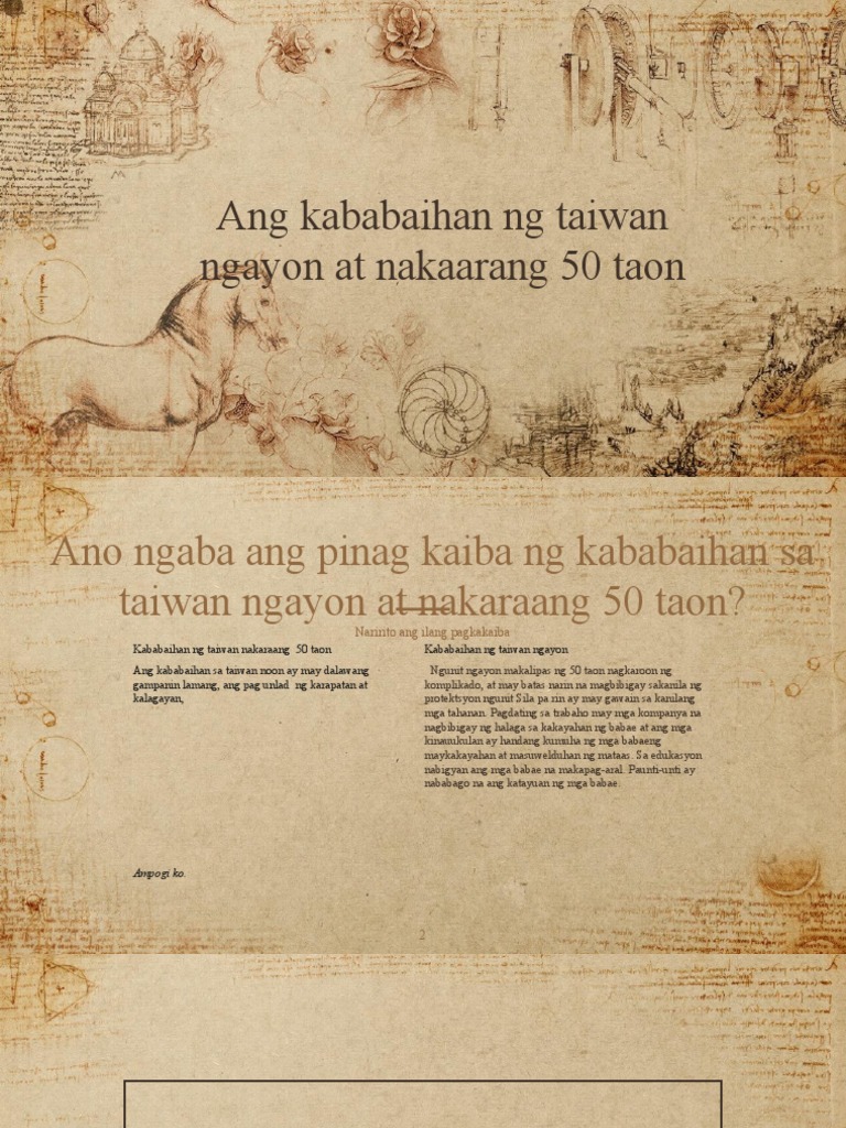 Ang Kababaihan NG Taiwan Ngayon at Nakaarang 50 Taon. | PDF