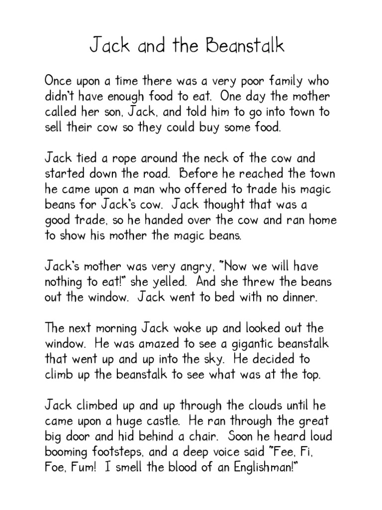 Jack and The Beanstalk | PDF | Jack And The Beanstalk