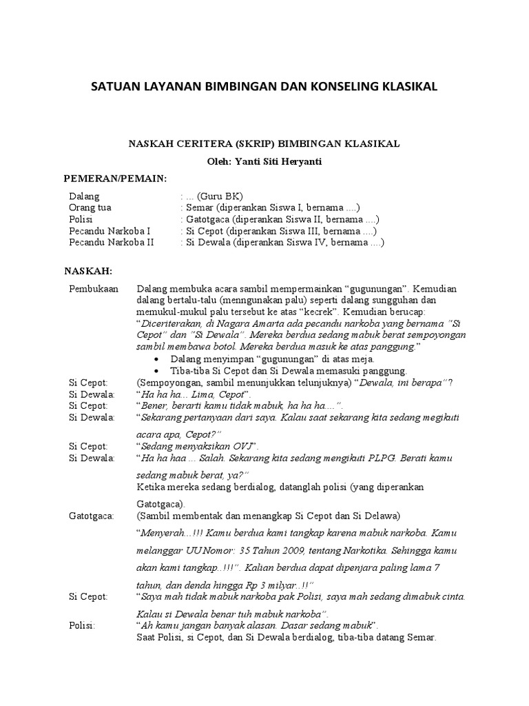 SATUAN LAYANAN BK Bermain Peran | PDF