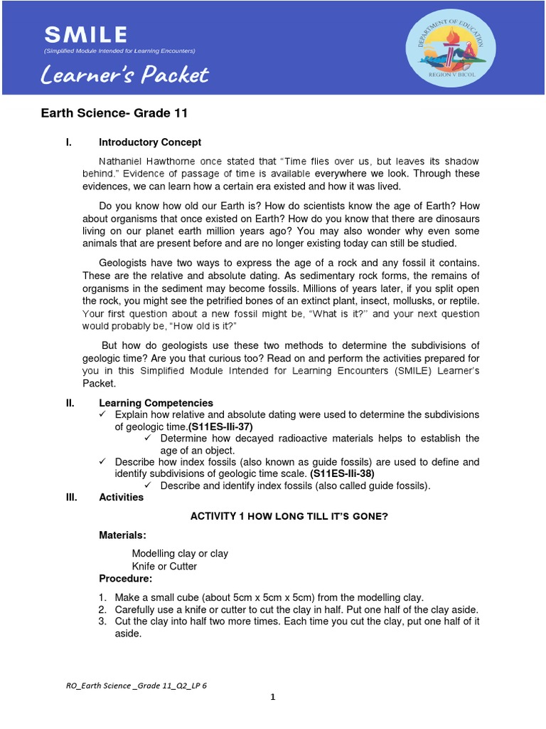 Earth Science-Grade 11: I. Introductory Concept | PDF | Geologic Time ...