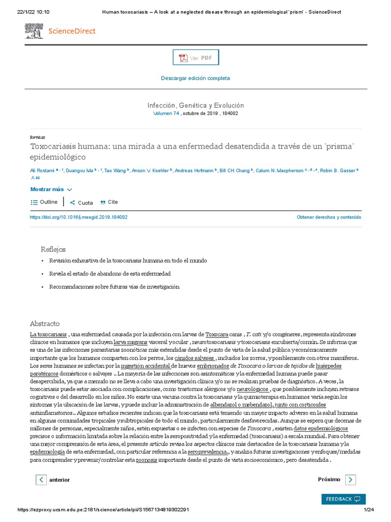 Human Toxocariasis - A Look at A Neglected Disease Through An ...