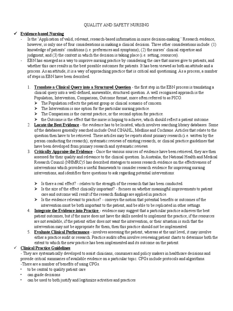 Quality and Safety Nursing | PDF | Systematic Review | Sepsis