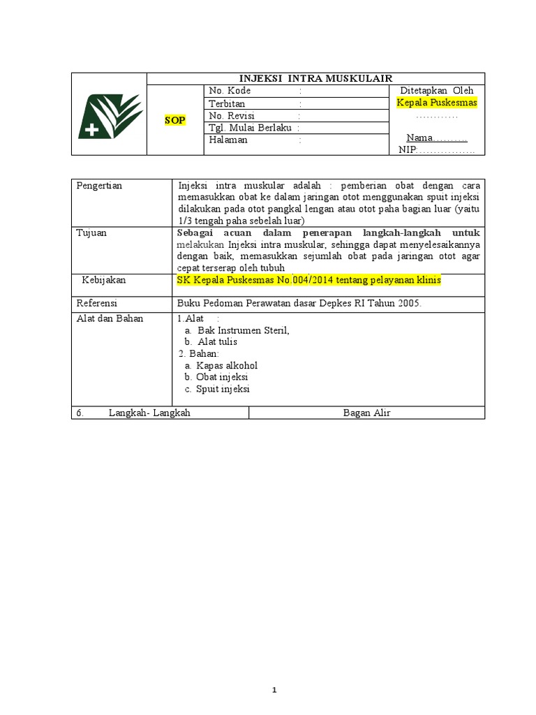 SOP Injeksi Intramuskular | PDF