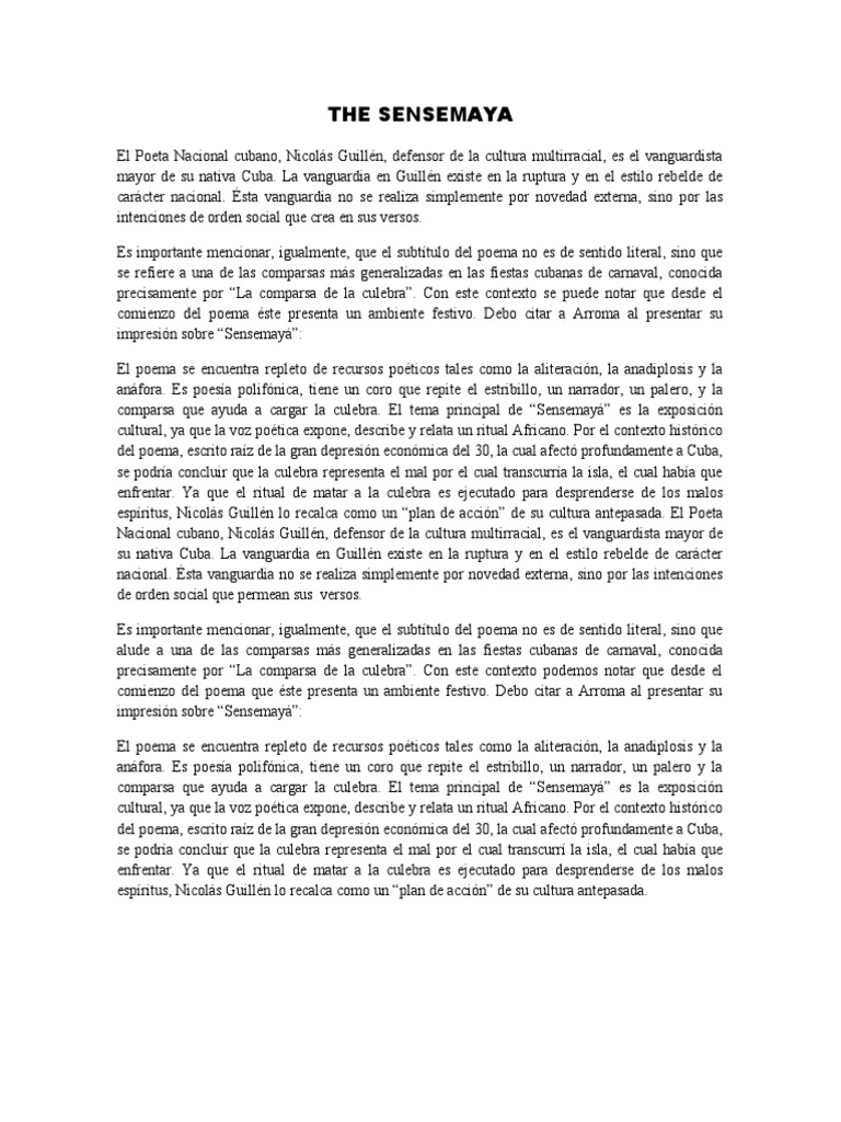 The Sensemaya | PDF | Poesía