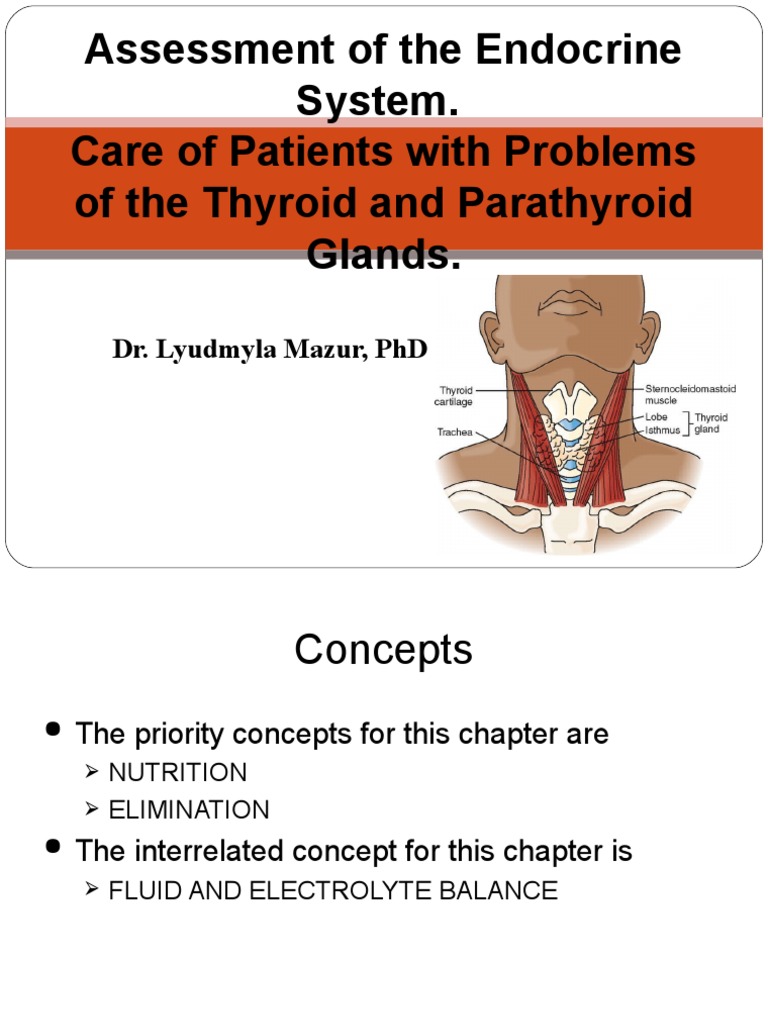 Assessment of The Endocrine System. Care of Patients With Problems of The Thyroid and ...