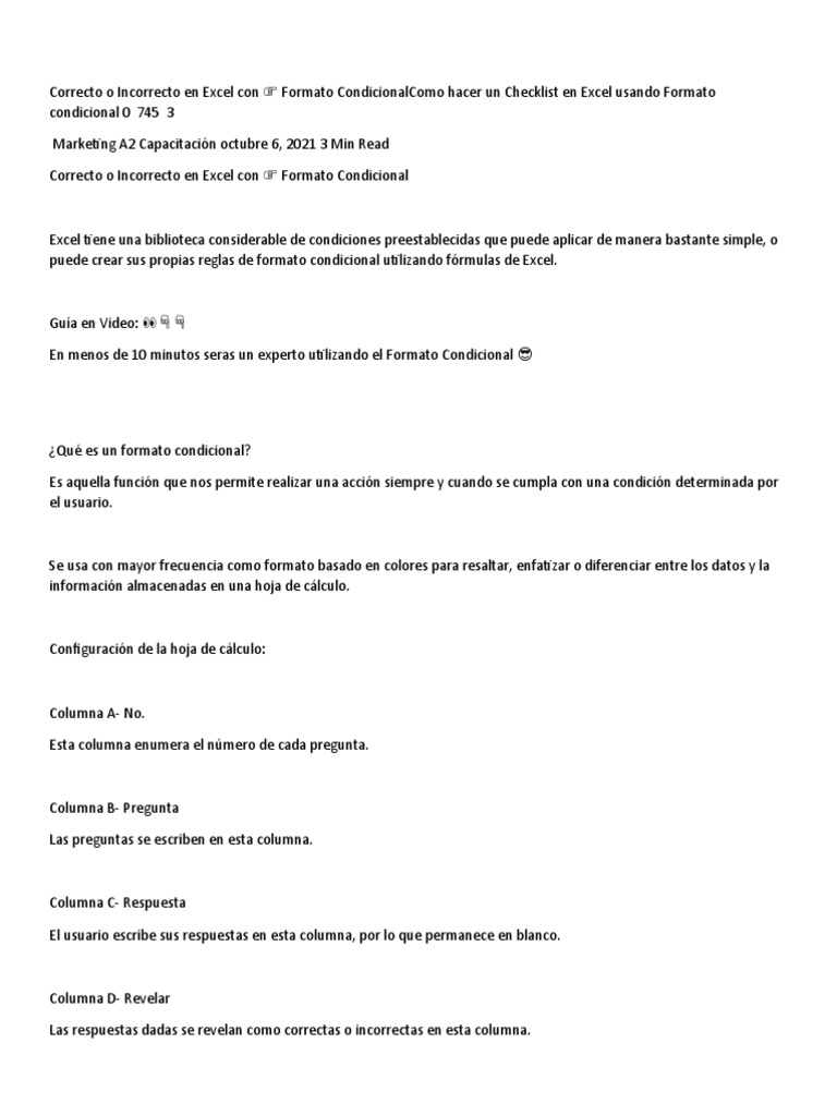 Checklist en Excel: Palomitas y Taches | PDF | Microsoft Excel | Color