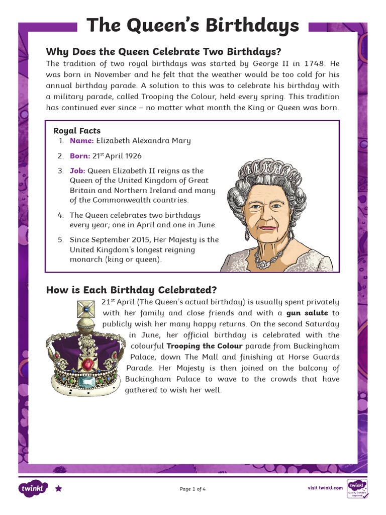 Why Does The Queen Celebrate Two Birthdays? | PDF | Elizabeth Ii ...