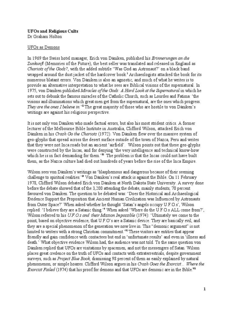 Graham Holton - UFOs and Religious Cults | PDF