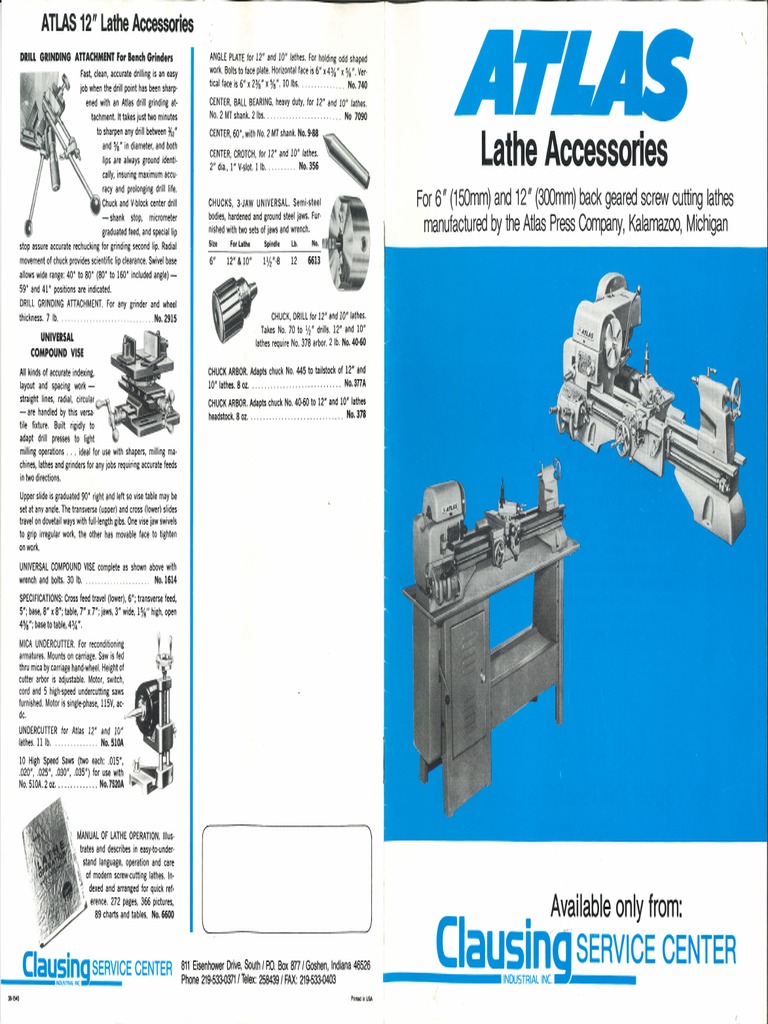 Atlas Lathe Accessories | PDF