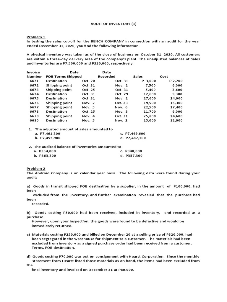 Audit Inventory 2 PDF Free | PDF | Inventory | Cost Of Goods Sold