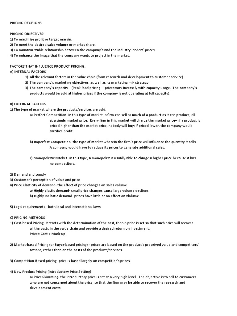 Chapter 11 Pricing Decisions | PDF | Demand | Pricing