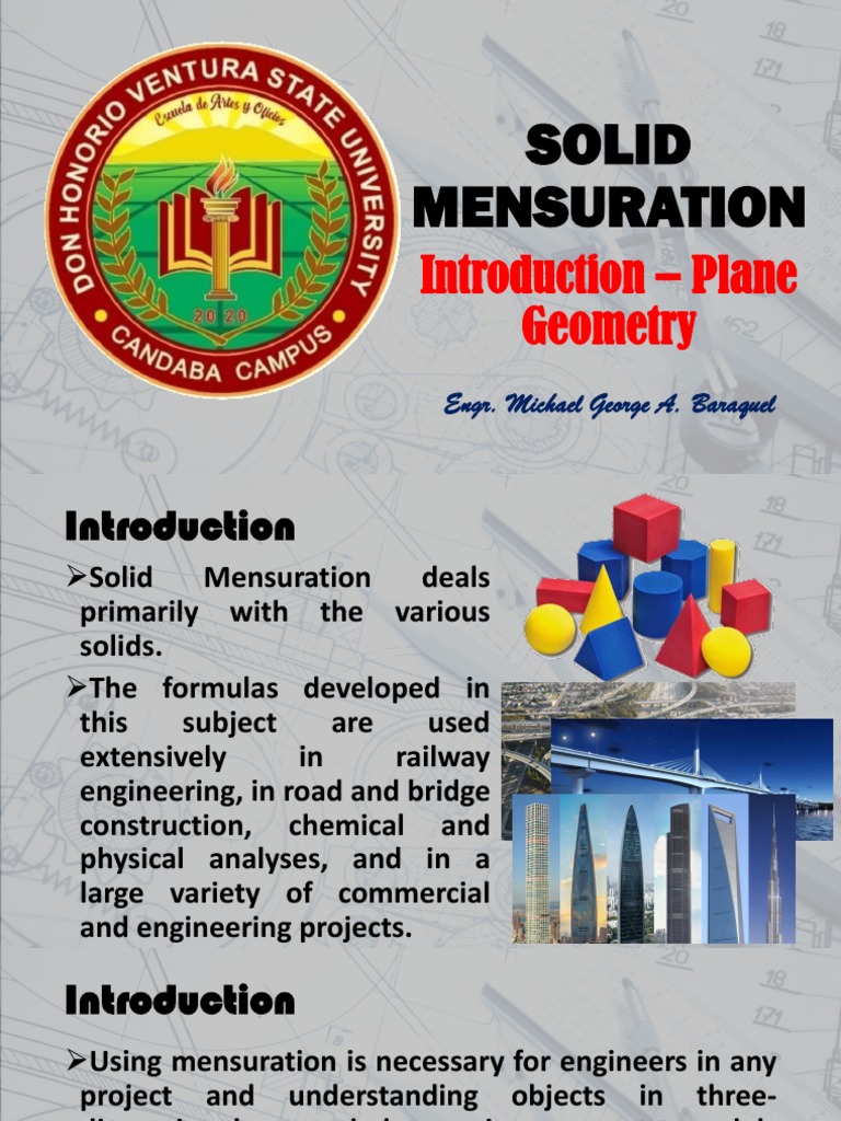 SOLID MENSURATION Chapter 1 | PDF | Triangle | Mathematics