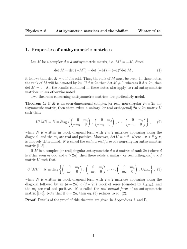 Analysis of Properties and Structure of Antisymmetric Matrices Through ...