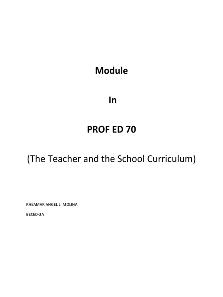 In Prof Ed 70: (The Teacher and The School Curriculum) | PDF ...