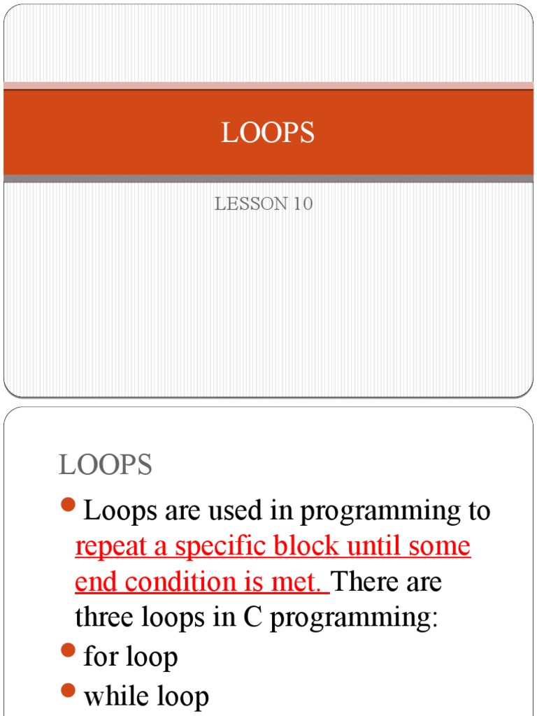 Lesson 8 - Loops | PDF | Control Flow | Software Engineering
