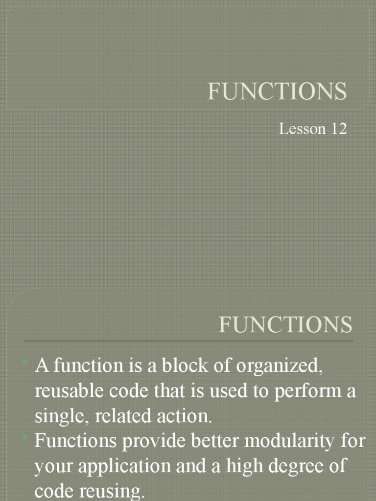 Lesson 12 Functions Pdf Parameter Computer Programming Subroutine