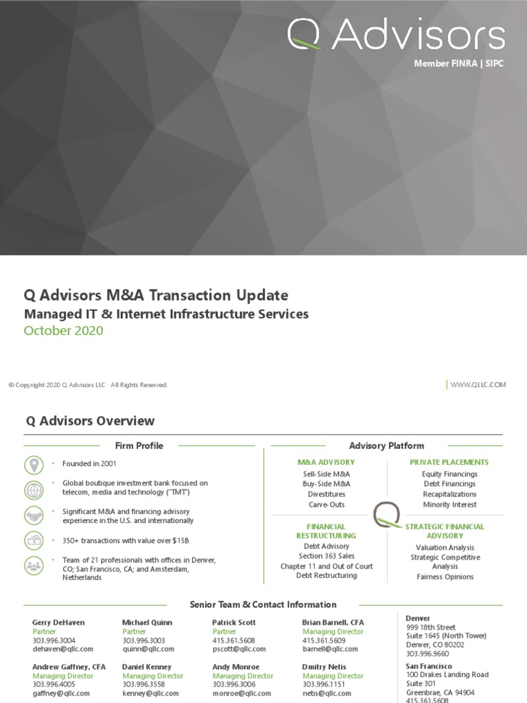 Managed IT and Internet Infrastructure Update - Oct 2020 (USE FORMAT ...