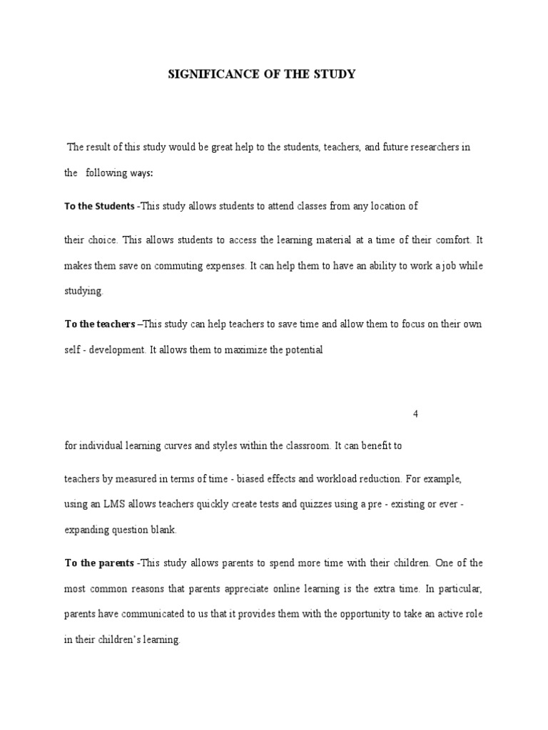 Significance of A Study Example | PDF