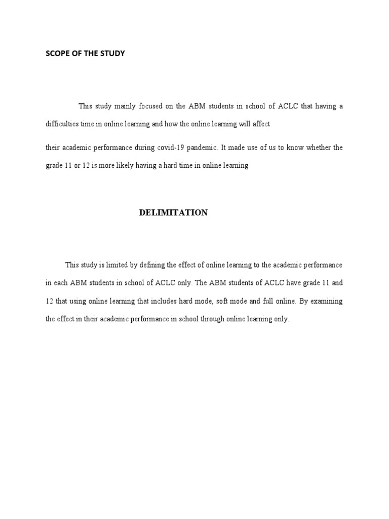 Scope and Delimitation Example | PDF