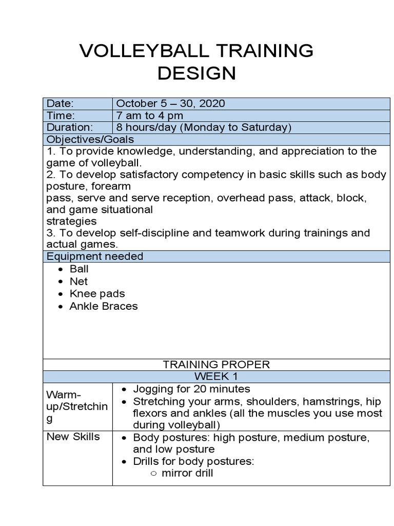 Volleyball Training Design | PDF | Volleyball | Anatomical Terms Of Motion