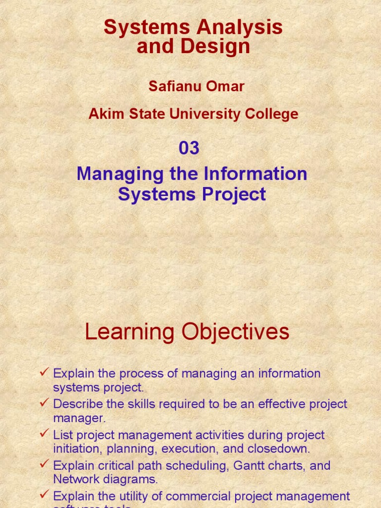 Systems Analysis and Design: 03 Managing The Information Systems ...