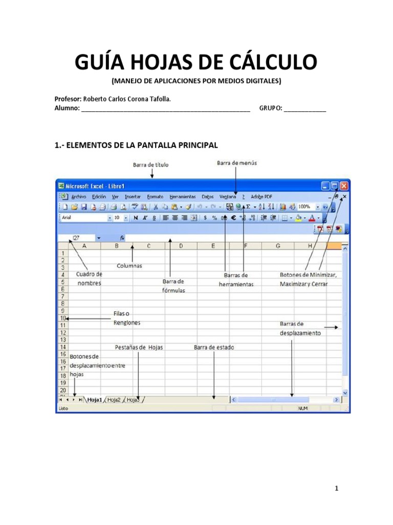 Guia Hojas de Calculo Manejo de Aplicaci | PDF | Microsoft Excel | Hoja de cálculo